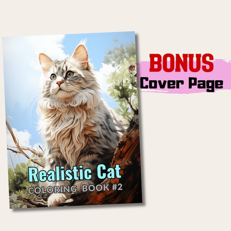 20 Realistic Cat Coloring Book, 20 Intricate Designs Cat Coloring Pages ...