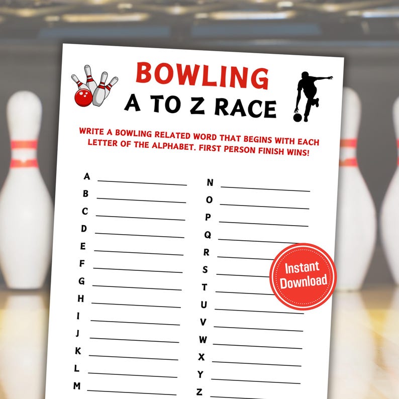 Bowling A to Z Race Game | Printable Bowling Alphabet Game | Bowling ...