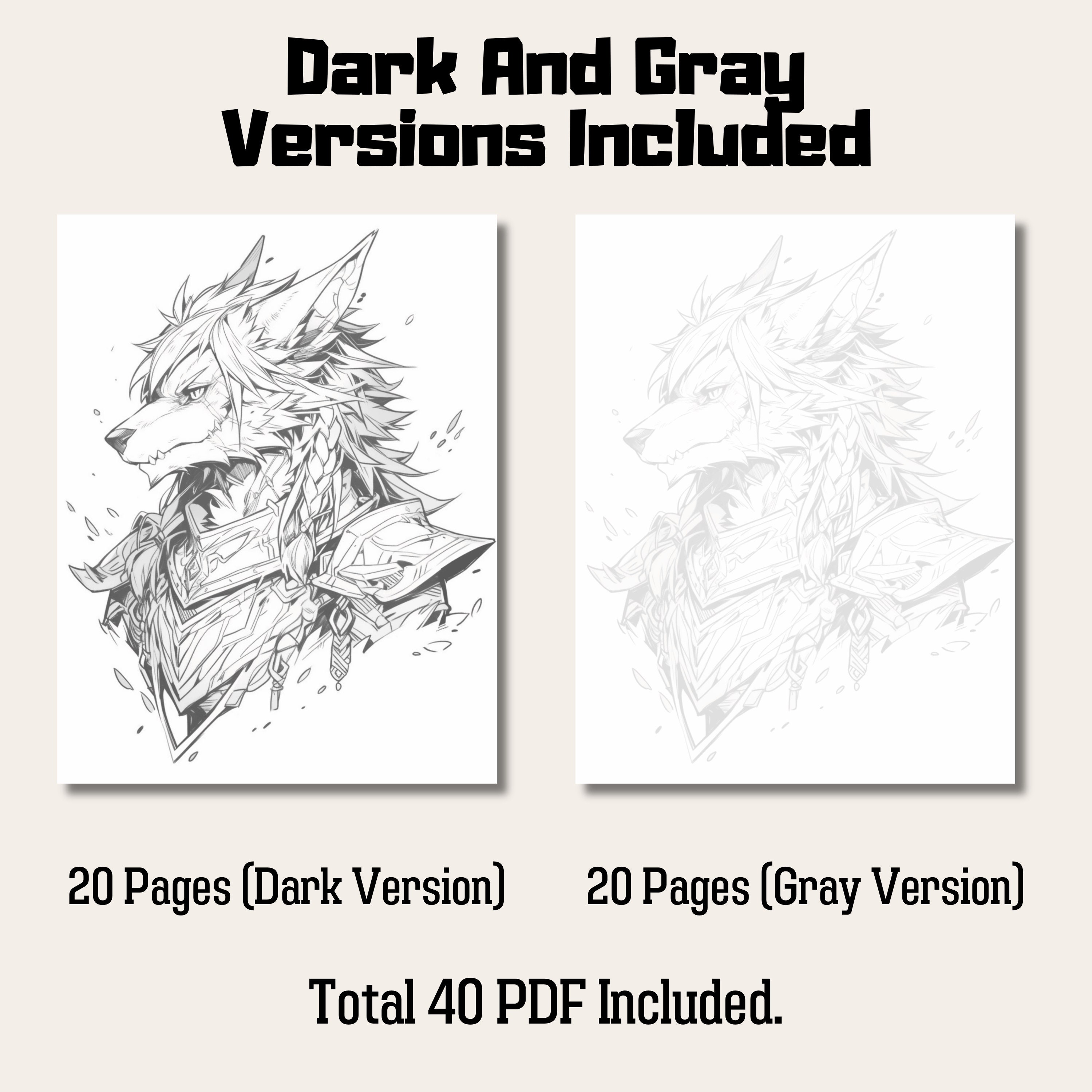 20 Realistic Werewolf Grayscale Coloring Book, Unique Gift for Adults ...