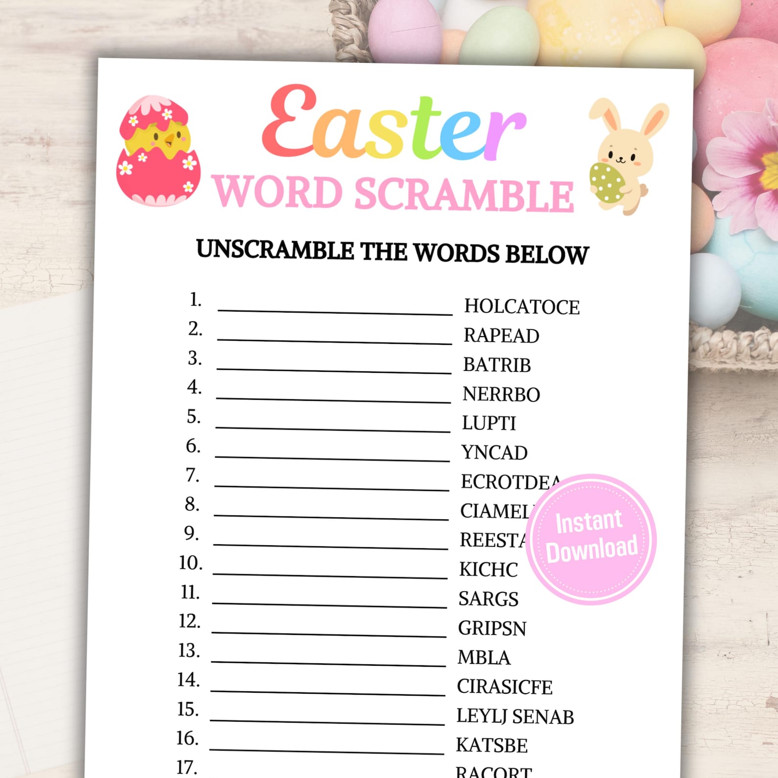 Easter Word Scramble Game | Easter Party Unscramble Word Game | Easter ...