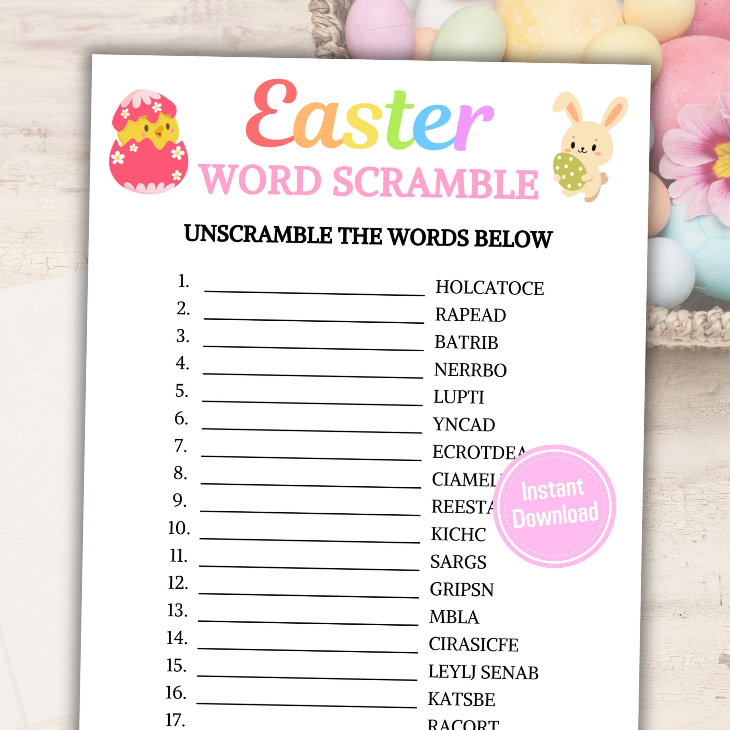 Easter Word Scramble Game | Easter Party Unscramble Word Game | Easter ...