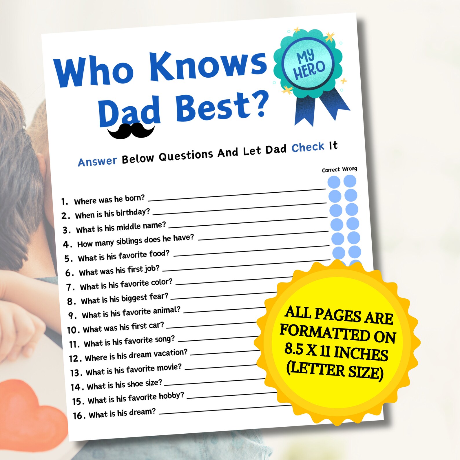 Who Knows Dad Best | Fathers Day Who Knows Daddy Best Game | Printable ...