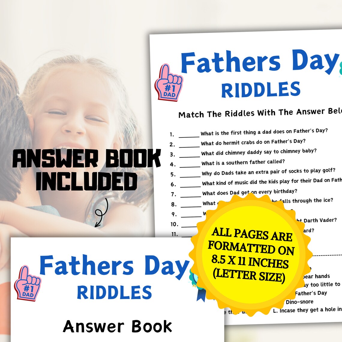 Fathers Day Riddles Game Fun Dad Jokes and Riddles Riddle-me-this Game ...