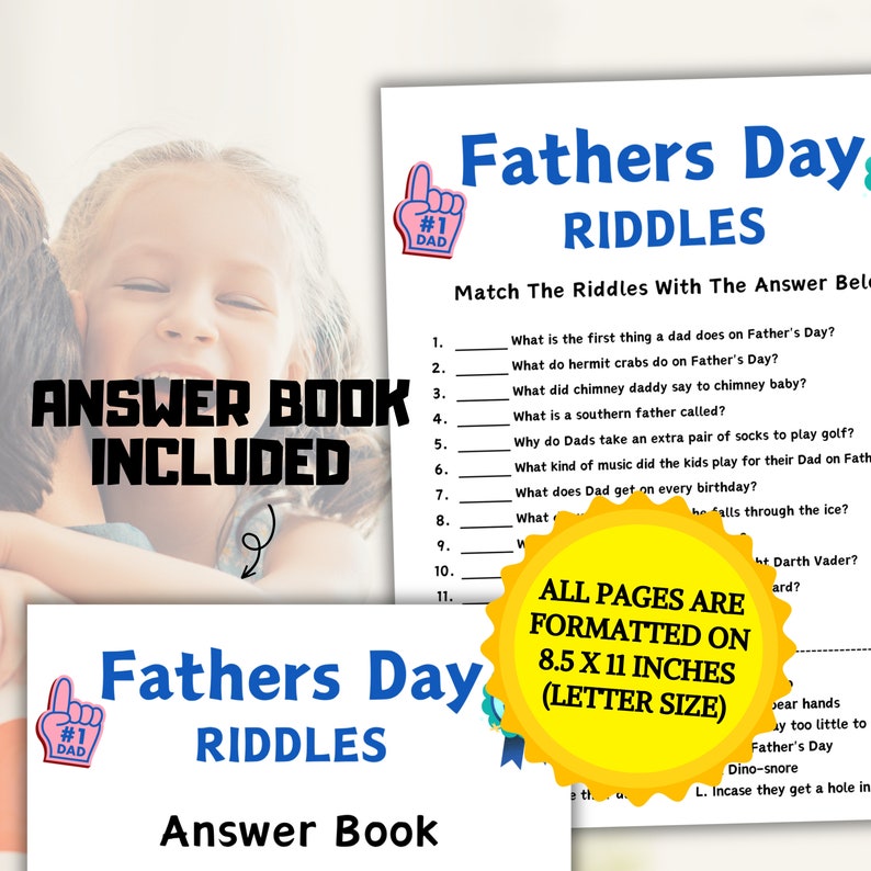 Fathers Day Riddles Game Fun Dad Jokes and Riddles Riddle-me-this Game ...