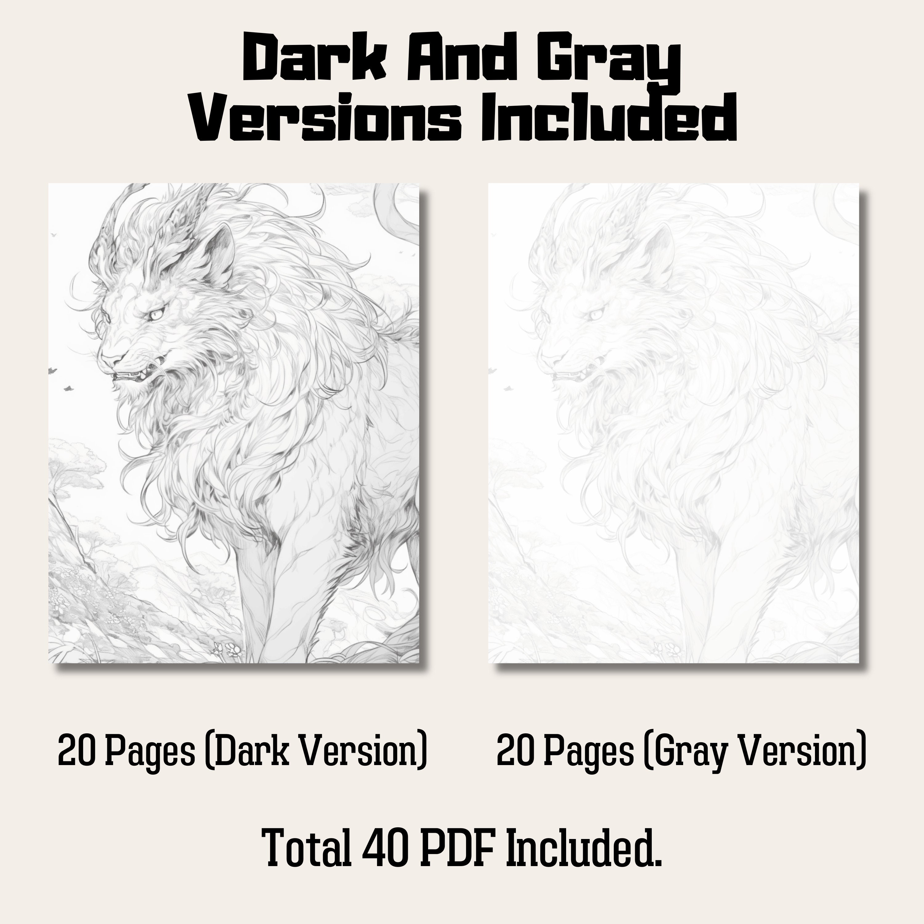 20 Realistic Kirin Grayscale Coloring Book, for Adults and Kids ...