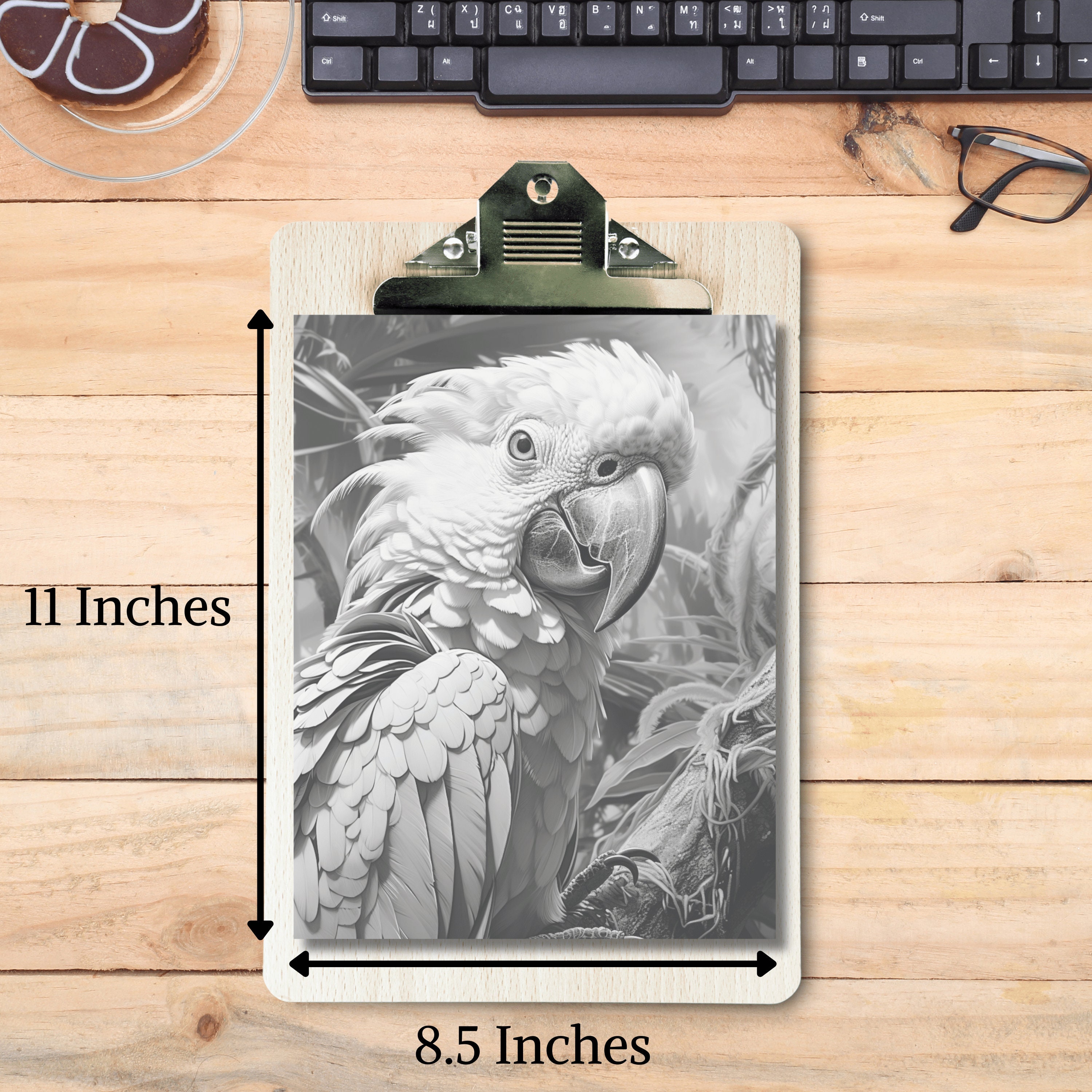 20 Realistic Bird Coloring Book, 20 Detailed Design Bird Grayscale ...