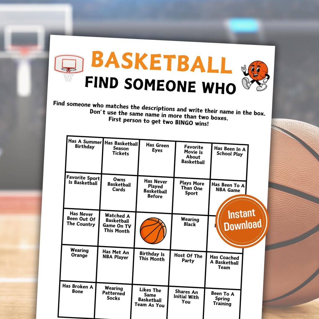 Basketball Find Someone Who Game | Basketball Team Find the Guest Bingo ...