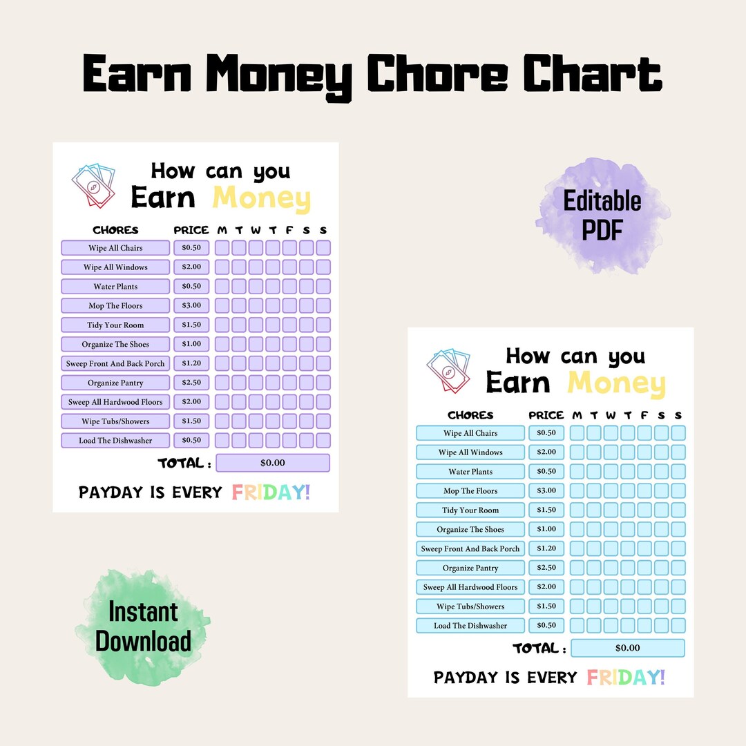 Printable Reward Chart for Children Cool Color Tone Earn - Etsy