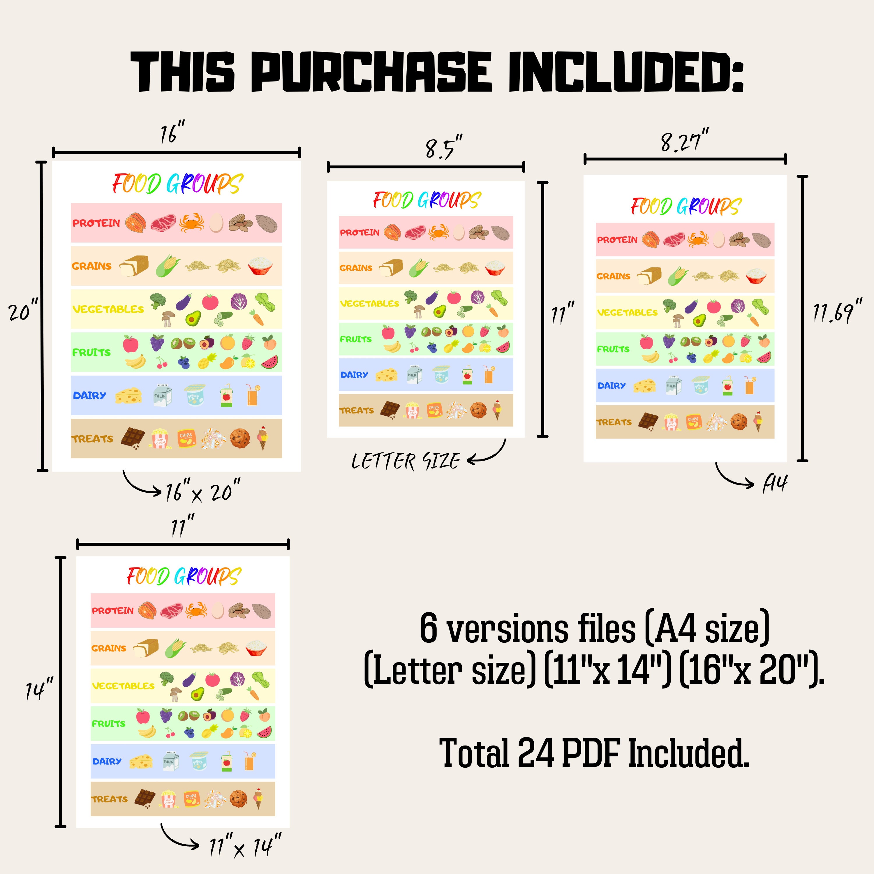 Fun and Educational Kids Food Poster Bundle Printable | Teach Healthy ...