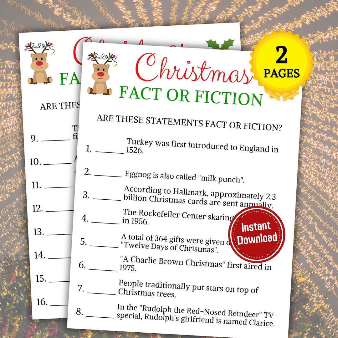 Christmas Fact or Fiction Game | Christmas True or False Game ...