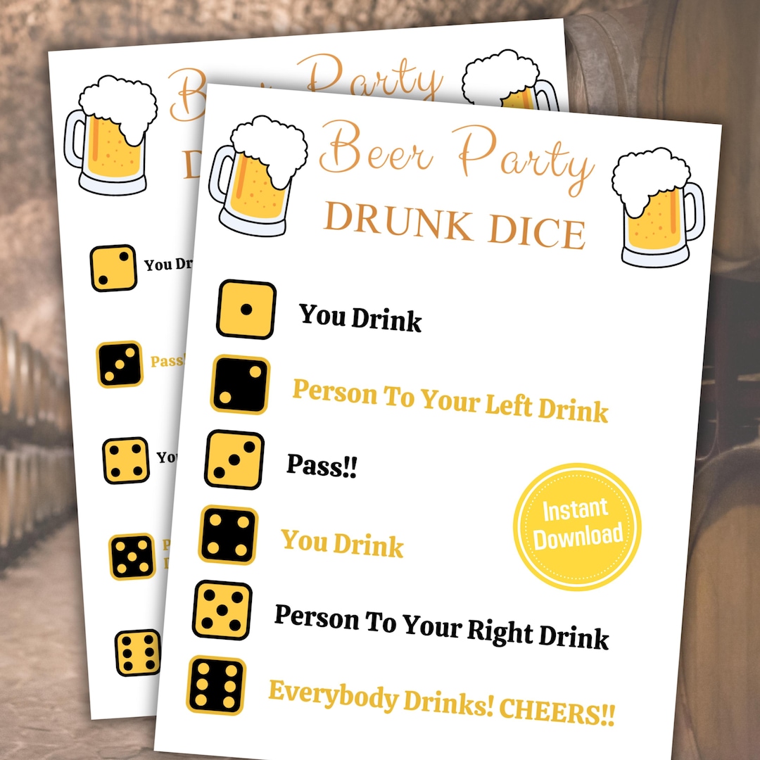 Beer Drunk Dice Game | Printable Left Right Drinking Game | Beer Party ...