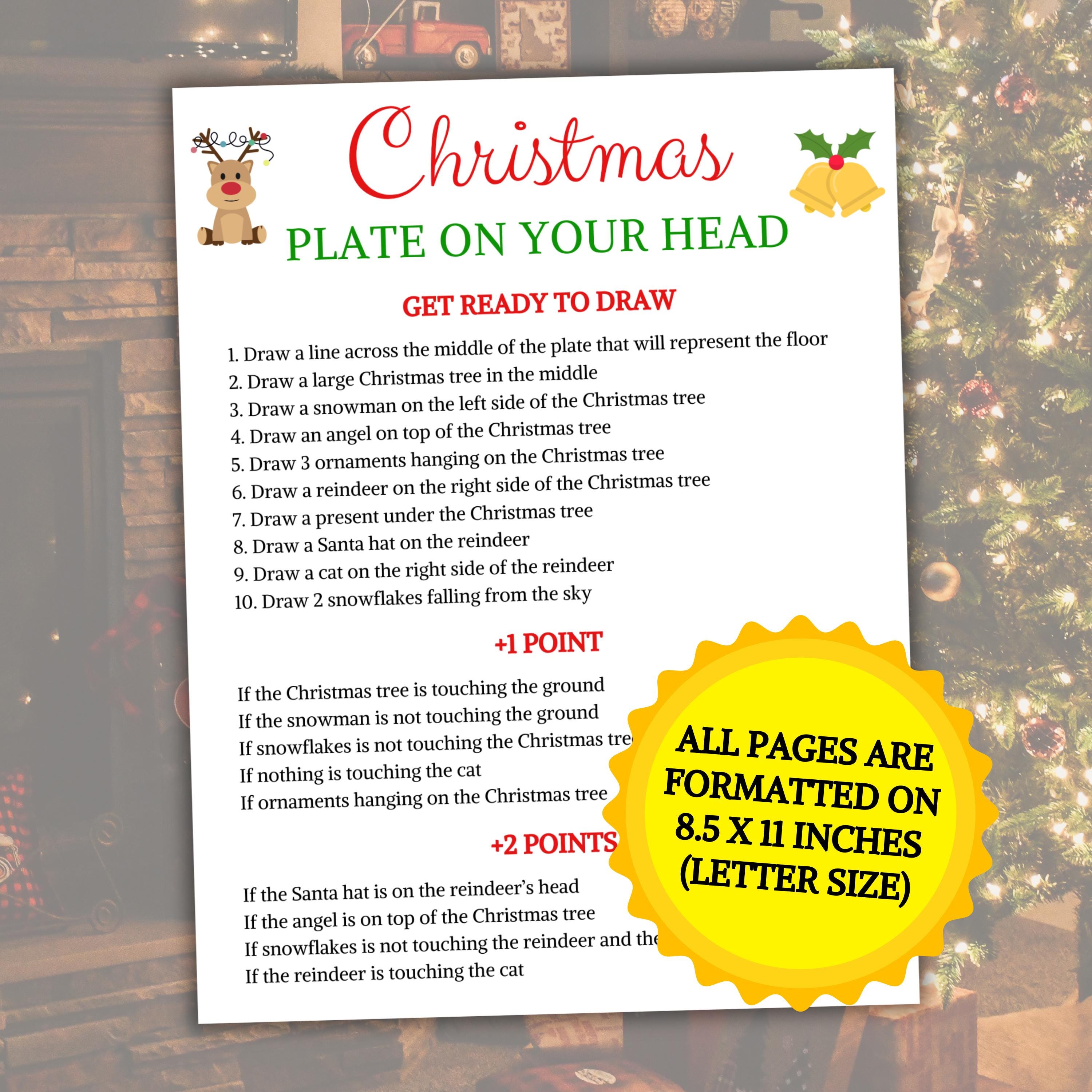 Christmas Plate on Your Head Game | Hilarious Christmas Drawing Game ...