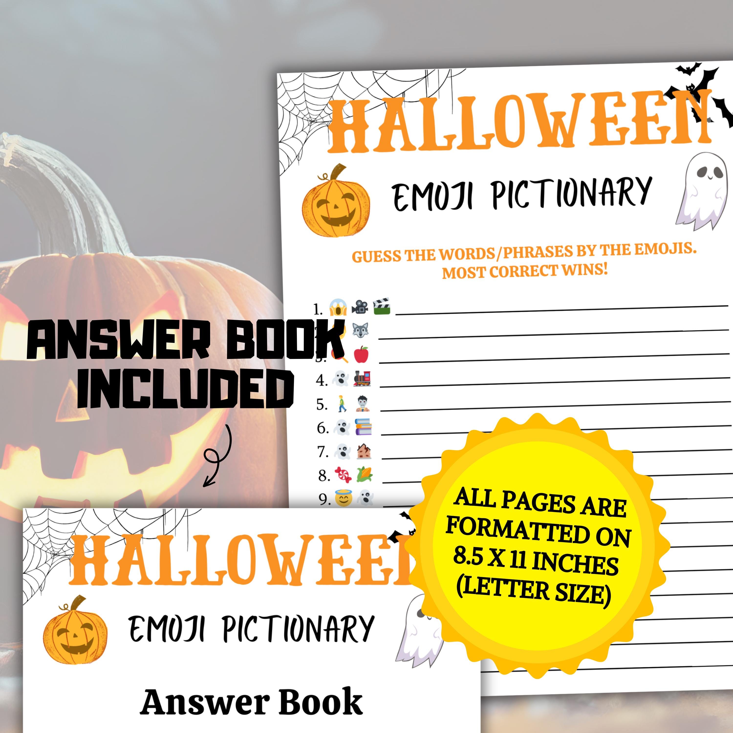 Halloween Emoji Pictionary Game | Halloween Emoji Game | Printable ...