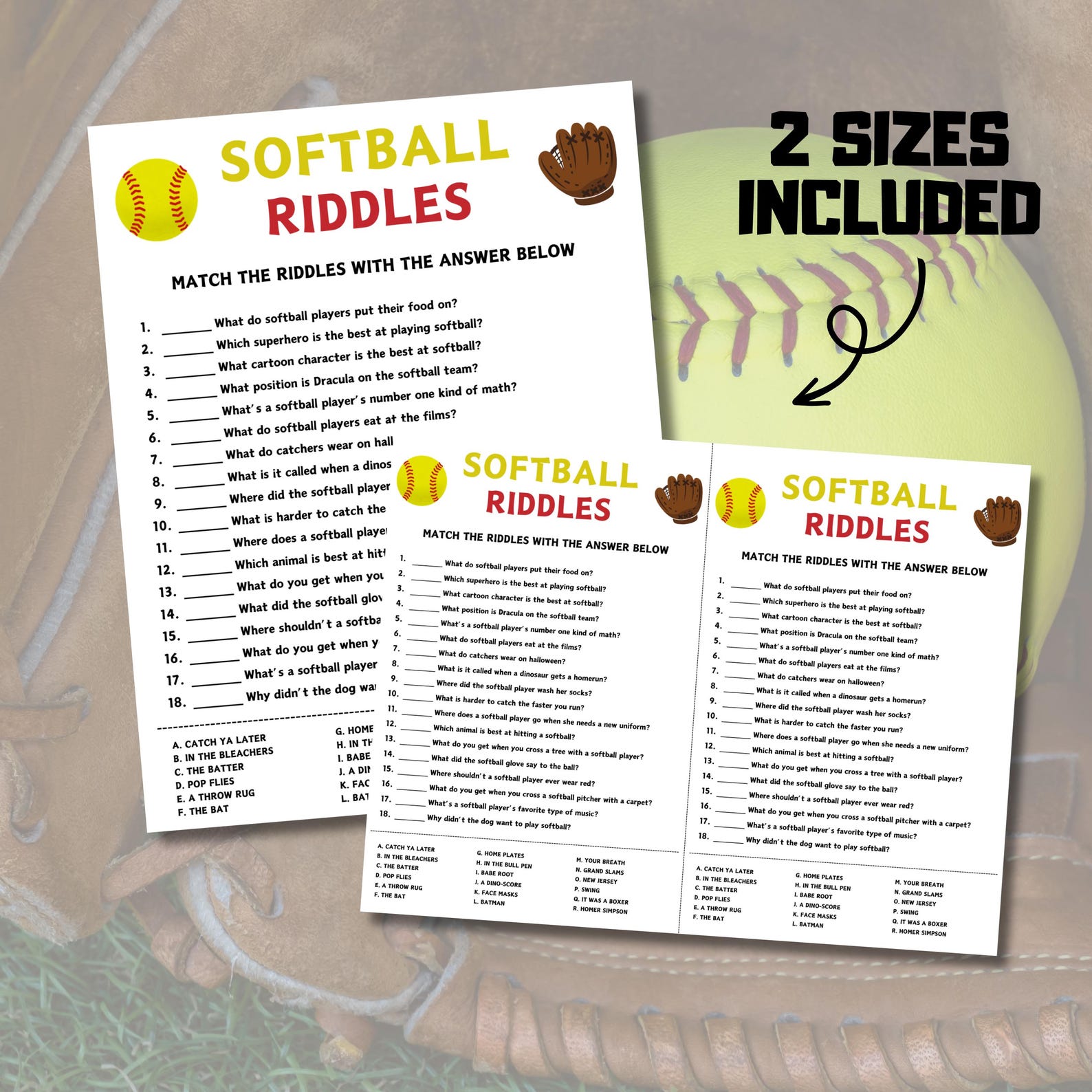 Softball Riddles Game | Printable Softball Riddle Me This Games ...