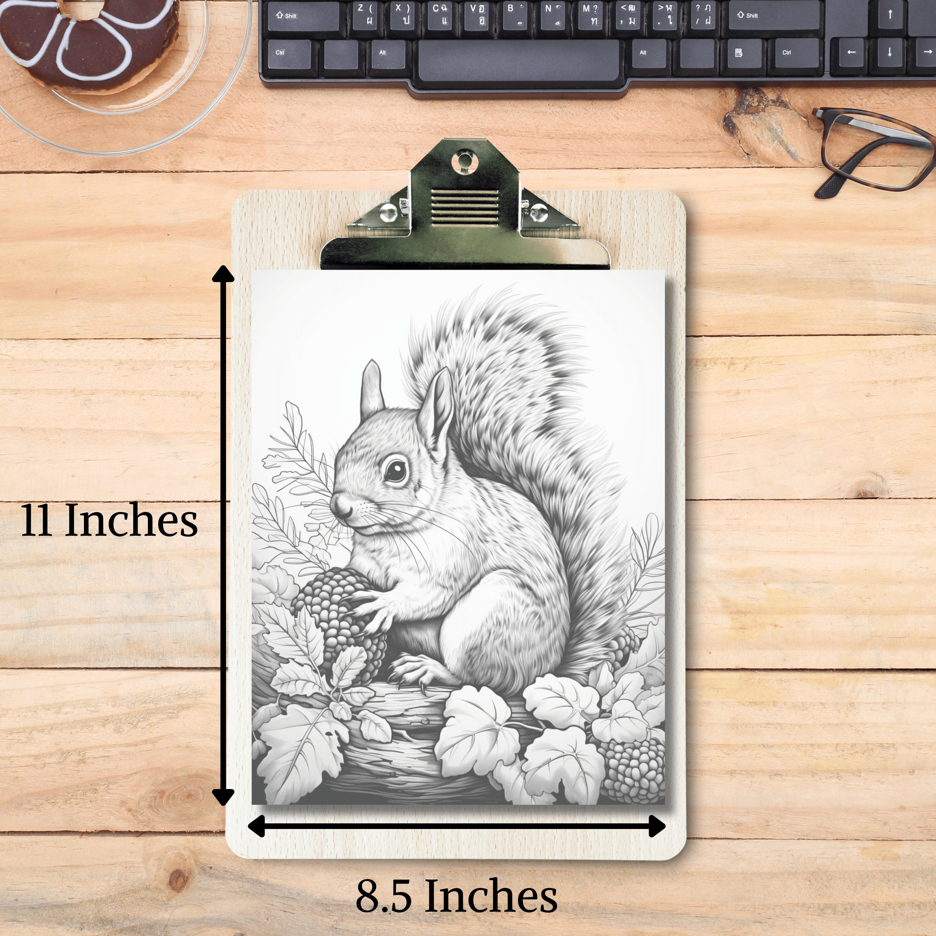 20 Realistic Squirrel Grayscale Coloring Book, 20 Squirrel Coloring ...
