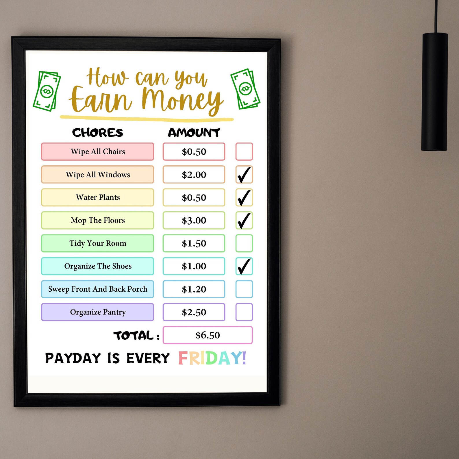 Editable Kids Earn Money Chore Chart All Color Bundle Editable ...