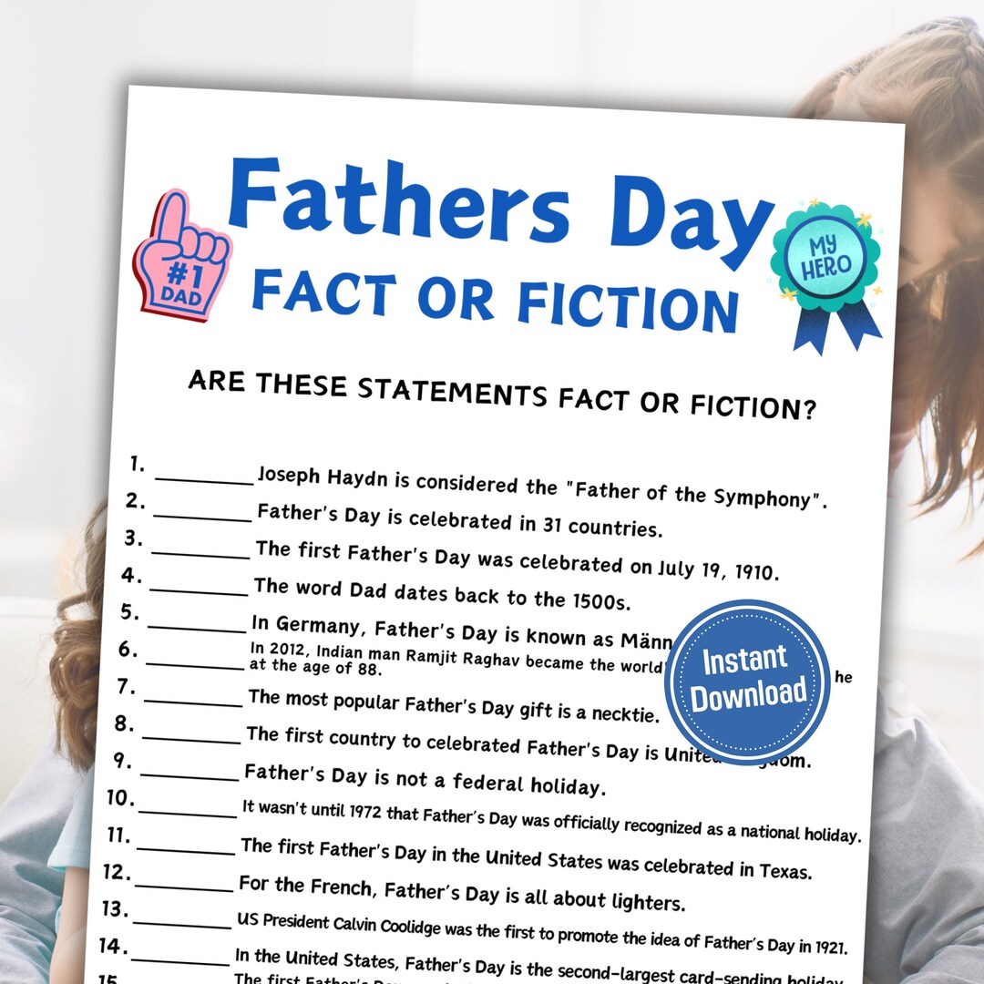 Fathers Day Fact or Fiction Game | True or False Game for Adults and ...