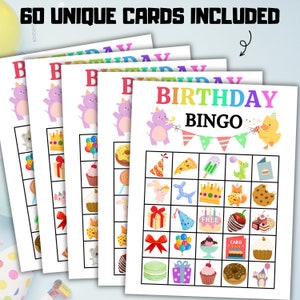 60 Birthday Bingo Game | Birthday Party Activities and Games for All ...
