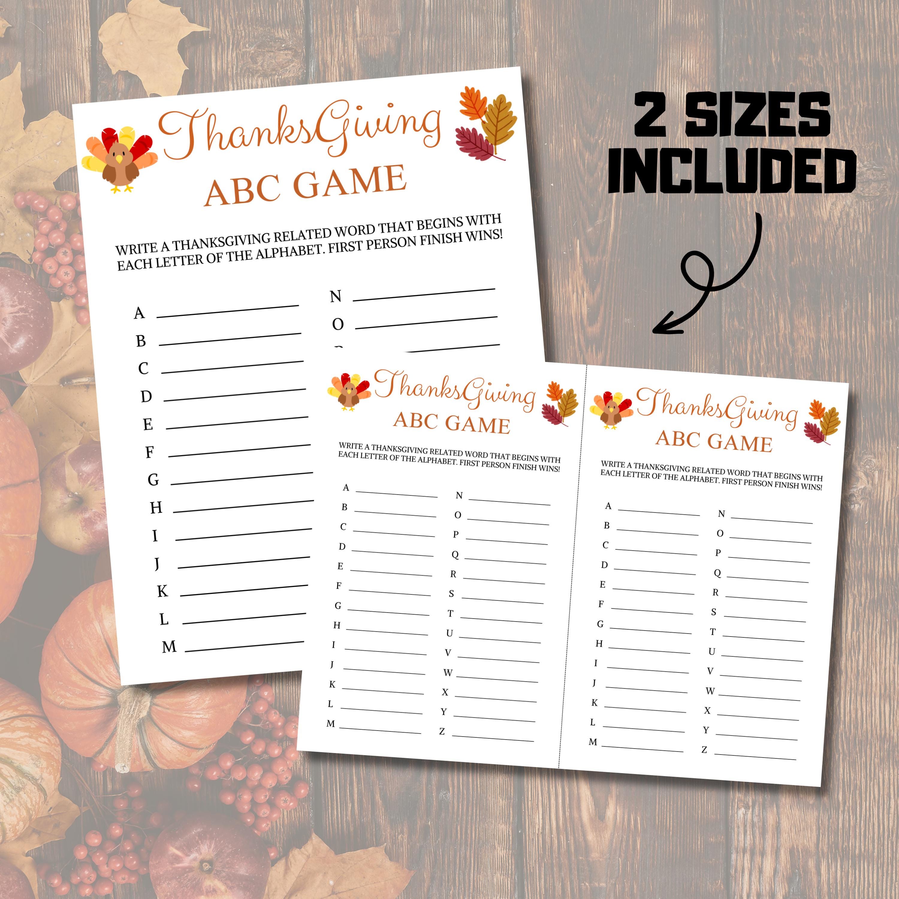 Thanksgiving ABC Game | Printable Thanksgiving Alphabet Game | Fall ...