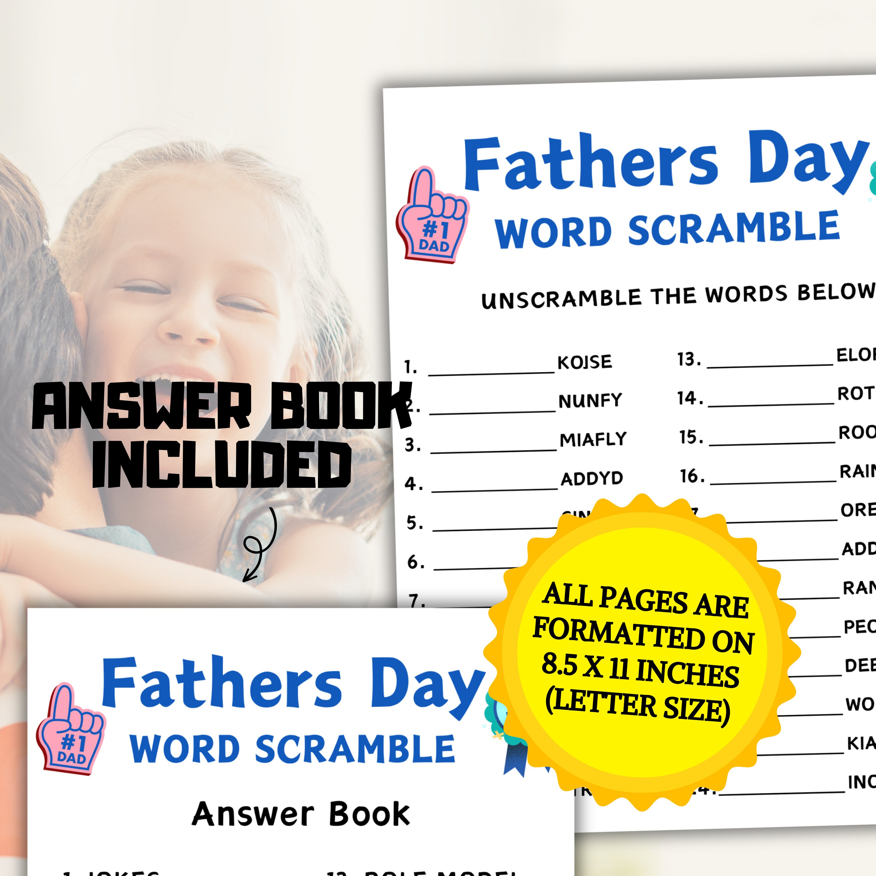 Fathers Day Word Scramble Game Word Game for Adults and Kids Scramble ...