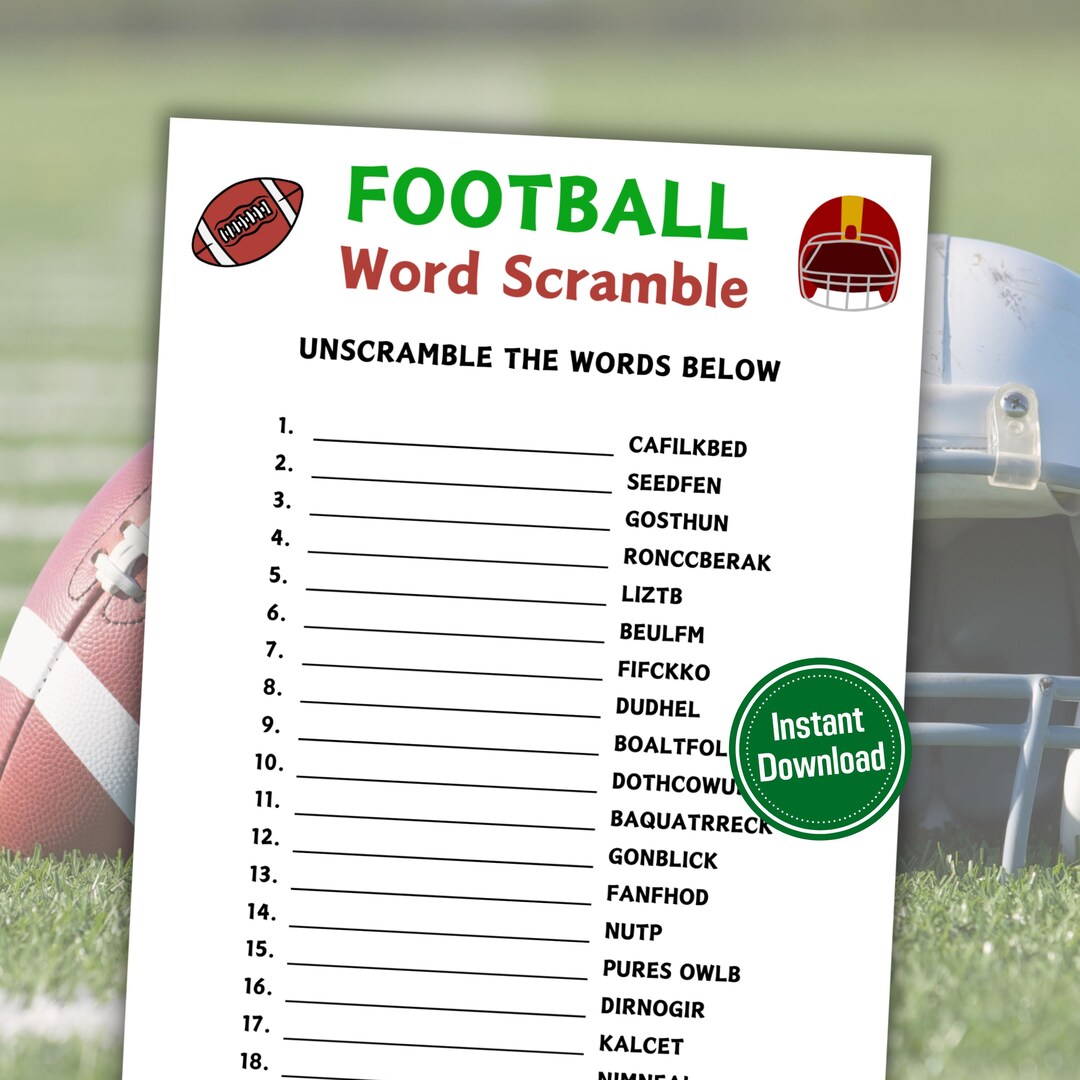 Football Word Scramble Game | American Football Unscramble Game ...