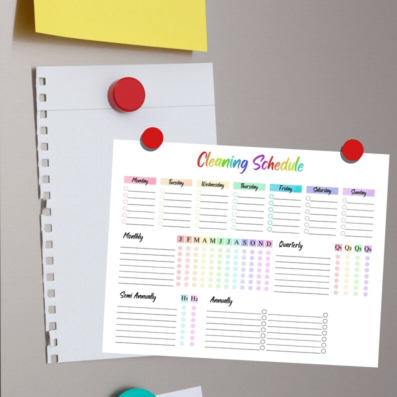 Customizable Cleaning Schedule Rainbow Color Printable - Etsy