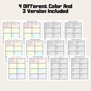 Editable Password Tracker Printable Rainbow Color Password Book ...