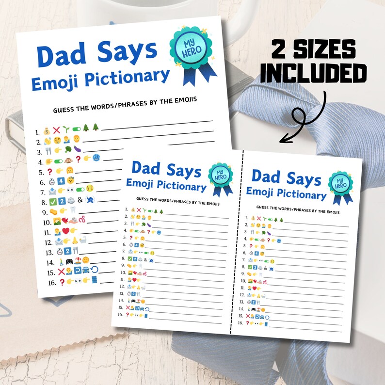 Fathers Day Dad Says Emoji Pictionary Game | Funny Fathers Day Game for ...