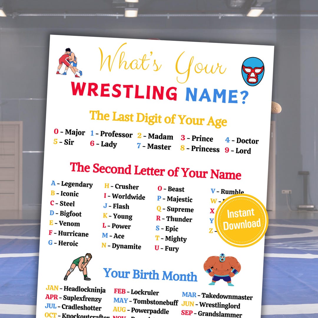 What's Your Wrestling Name Game | Printable Wrestling Name Generator ...
