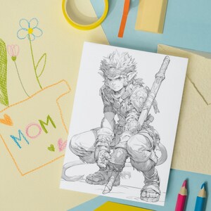 20 Sun Wukong Grayscale Coloring Book, Journey to the West, Beautiful ...