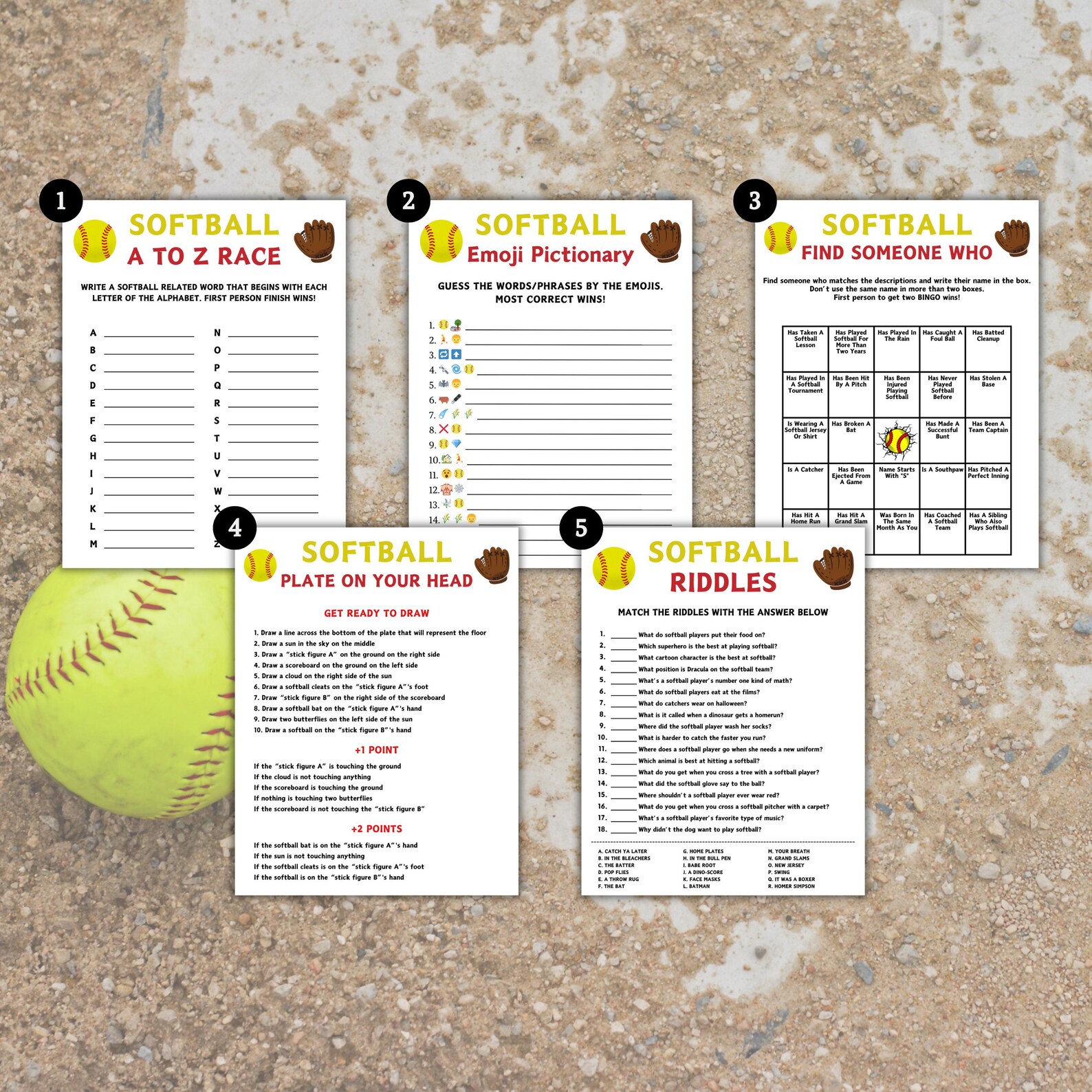 Softball Games Bundle | Printable Softball Team Party Game | Softball ...