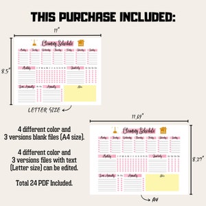 Editable Cleaning Schedule Bundle Warm Color Tone, Printable, Weekly ...