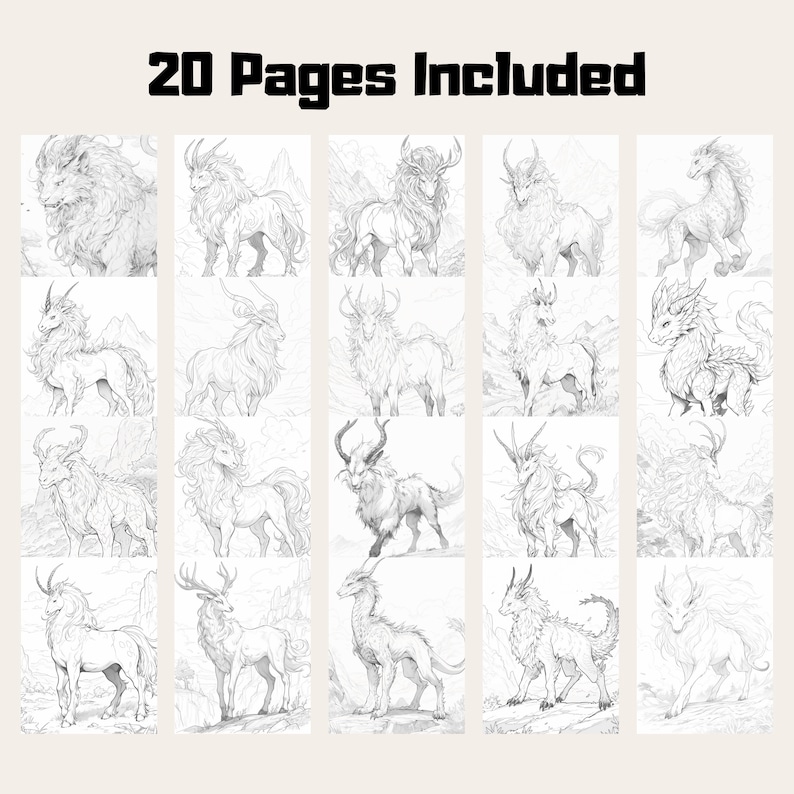 20 Realistic Kirin Grayscale Coloring Book, for Adults and Kids ...