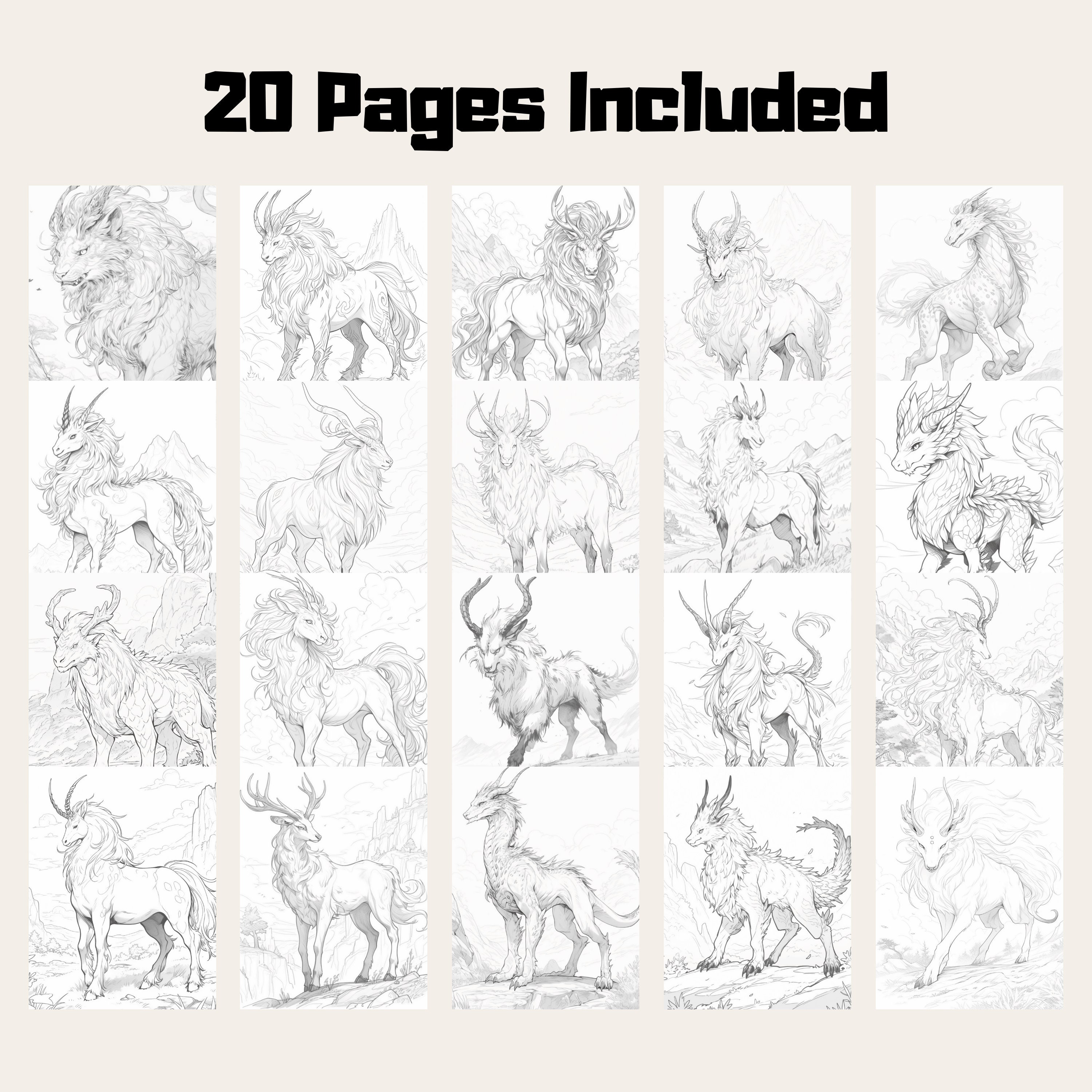 20 Realistic Kirin Grayscale Coloring Book, for Adults and Kids ...