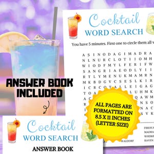 Cocktail Word Search Game | Printable Cocktail Word Finder Puzzle ...