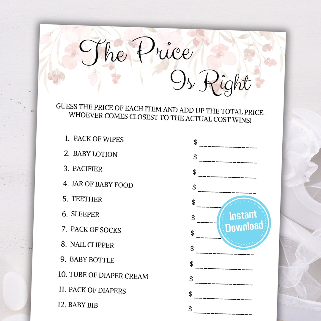 Baby Shower the Price is Right Game | Minimalist Baby Price is Right ...