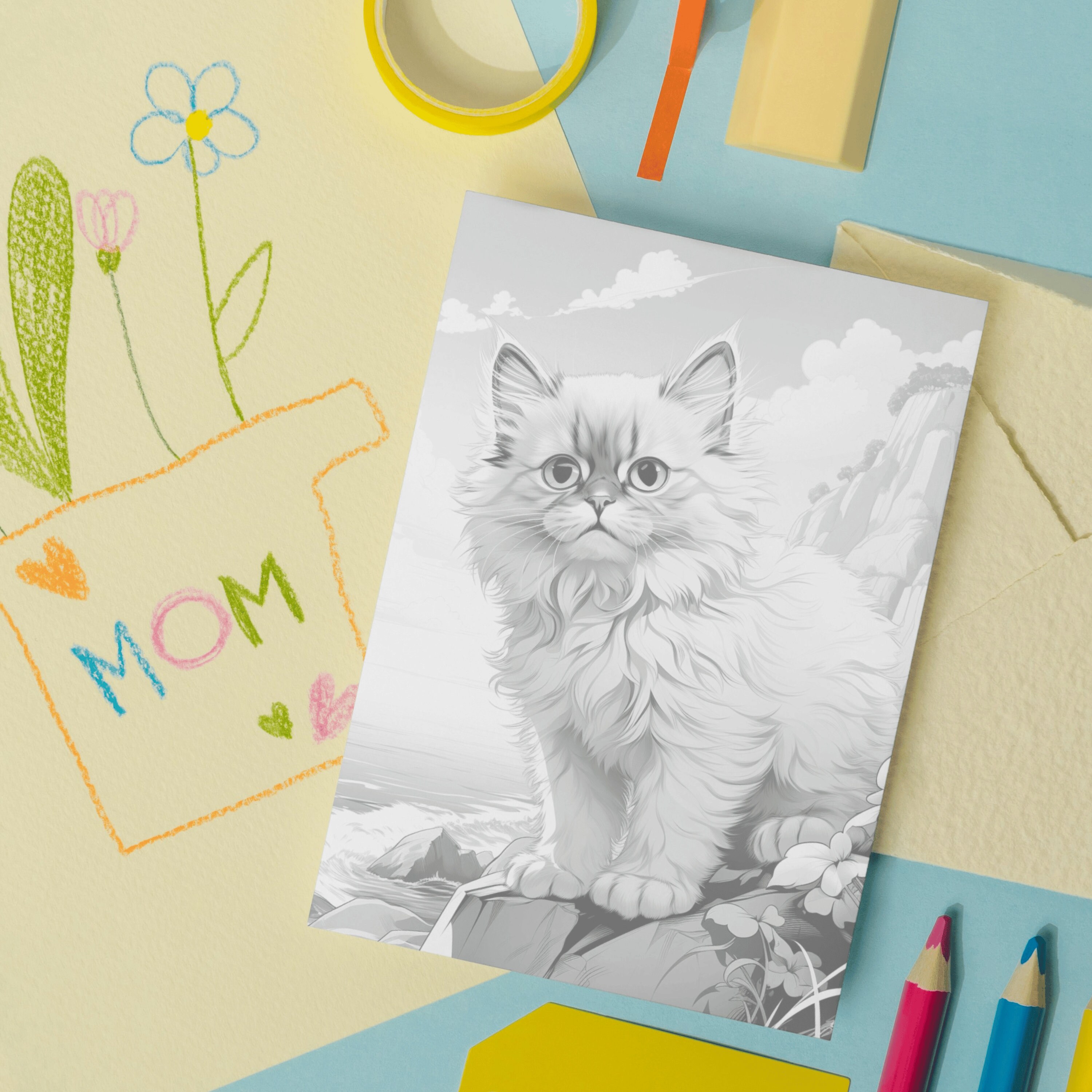 Realistic Himalayan Cat Coloring Book, 20 Himalayan Cat Grayscale ...