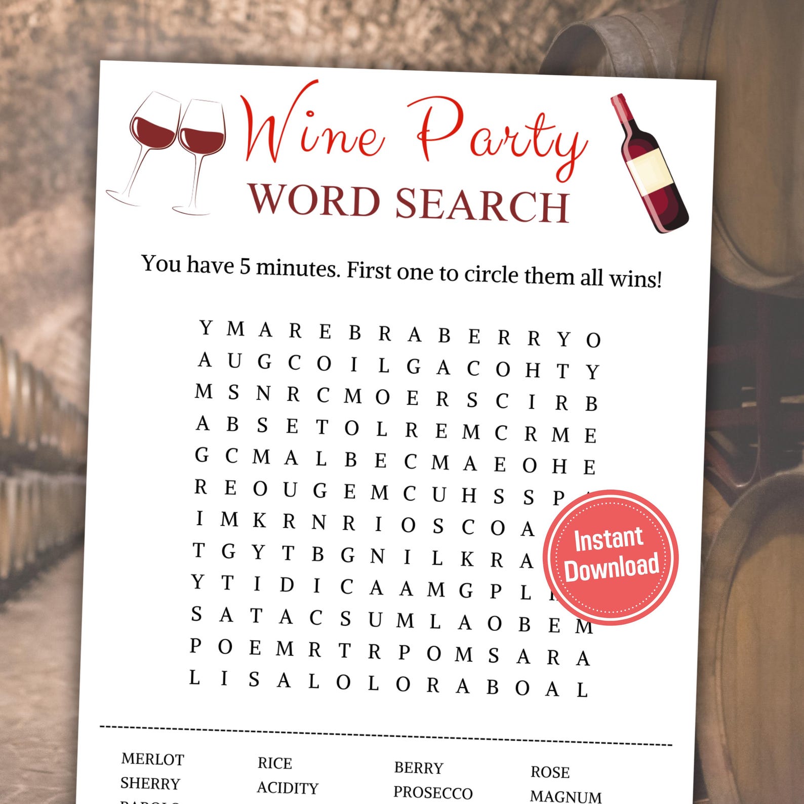 Wine Word Search Game | Printable Wine Word Search Puzzle Game | Wine ...