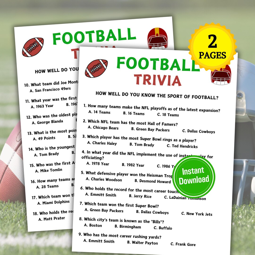 Football Trivia Game | American Football Knowledge Quiz Game ...
