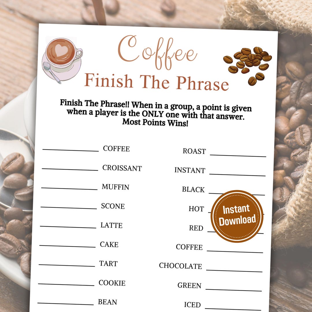 Coffee Finish the Phrase Game | Coffee Night Think Fast Game | Fun ...