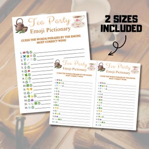 Tea Party Emoji Pictionary Game | Printable Tea Party Emoji Game | Tea ...