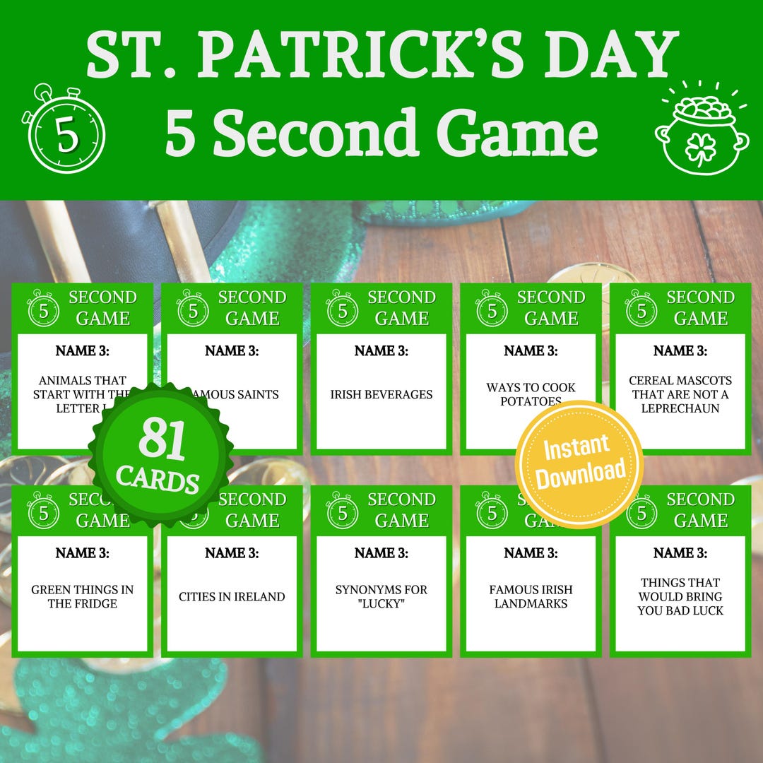 St. Patrick's Day 5 Second Game | Printable 5 Sec St. Patrick's Day ...