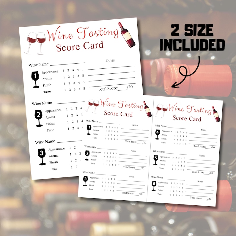 Wine Tasting Card | Printable Wine Tasting Scorecard | Fill in Numbers | Wine Tasting Sheet ...