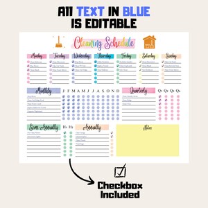 Editable Cleaning Schedule Bundle All Color Set Printable, Printable ...