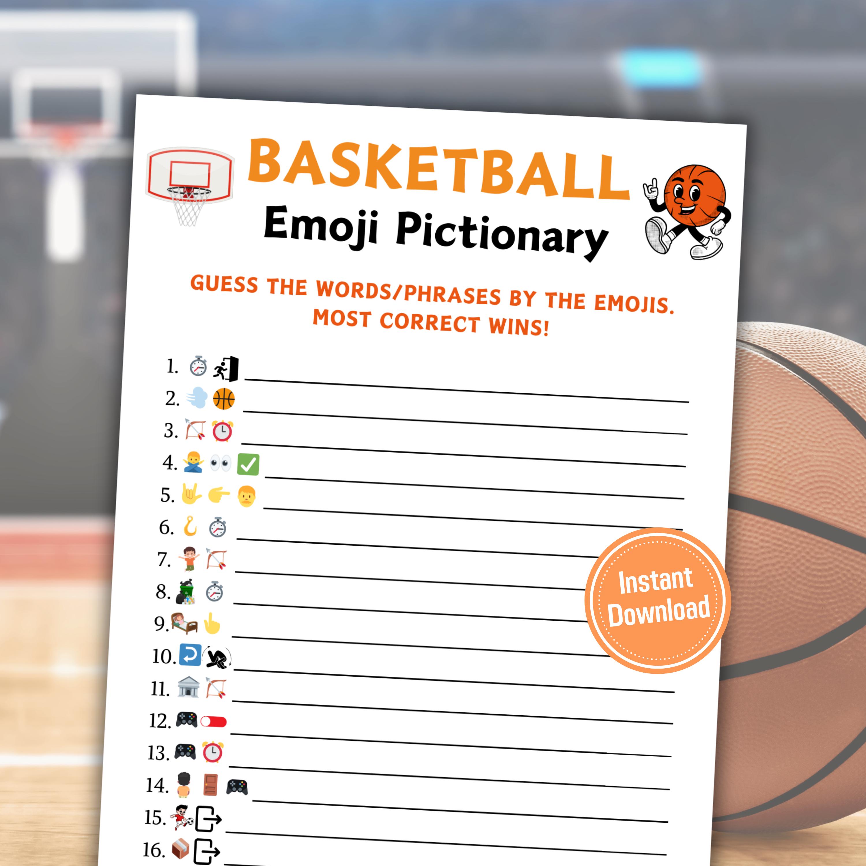 Basketball Emoji Pictionary Game | NBA Emoji Puzzle Game | Basketball ...