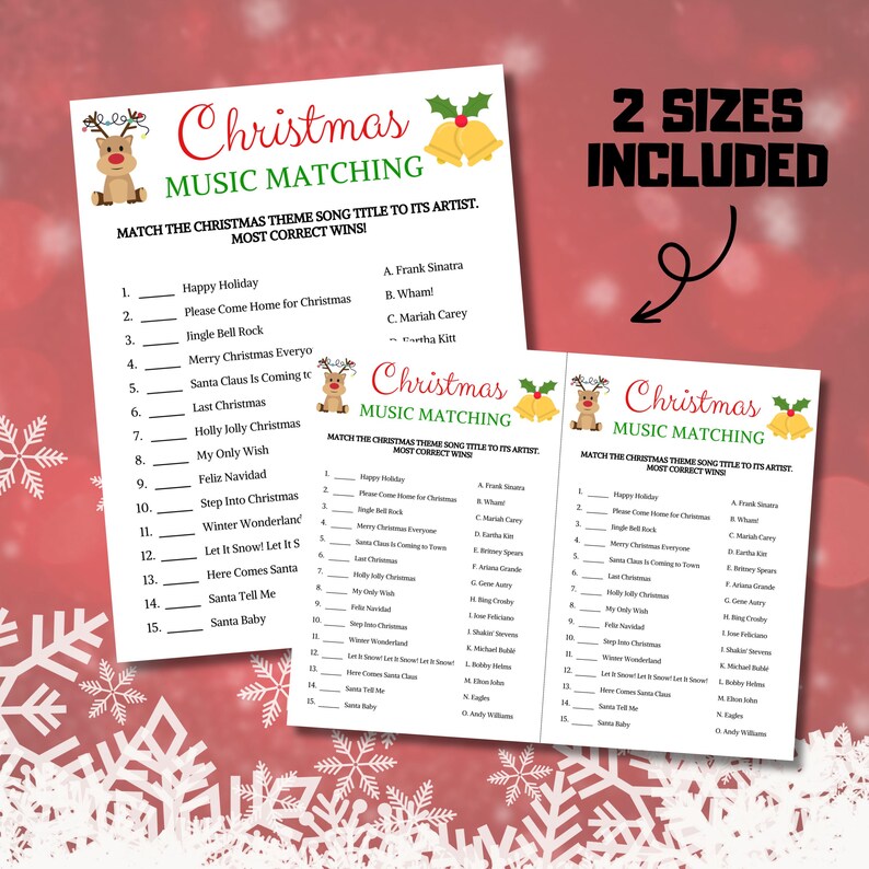 Christmas Music Matching Game | Christmas Song Match Game | Printable ...