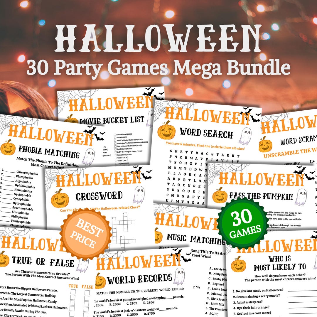 Halloween 30 Party Games Bundle | BEST PRICE Halloween Game Bundle ...