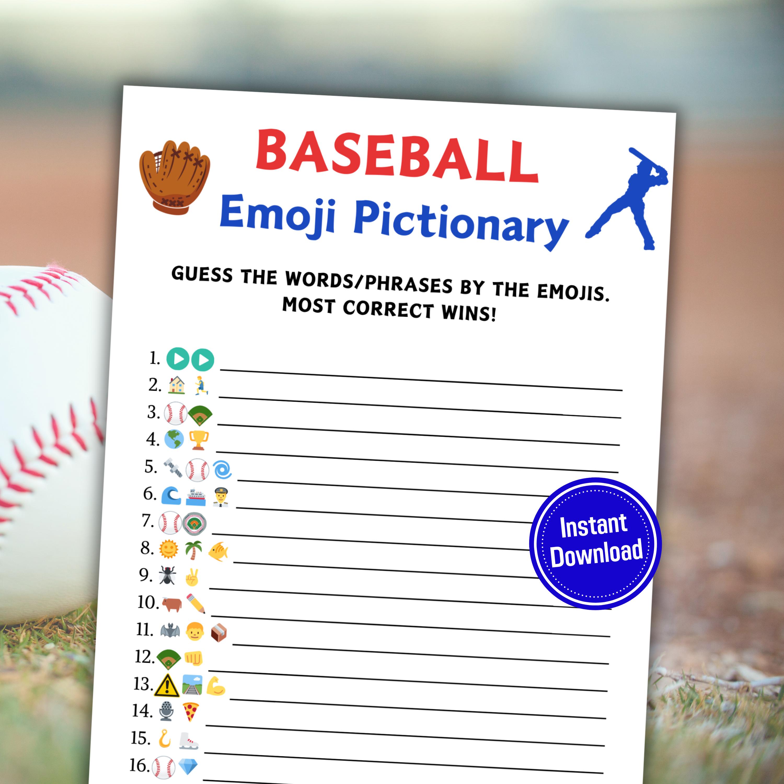 Baseball Emoji Pictionary Game | Printable Baseball Emoji Game | MLB ...