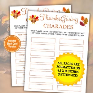 Thanksgiving Charades Game | Printable Friendsgiving Games ...