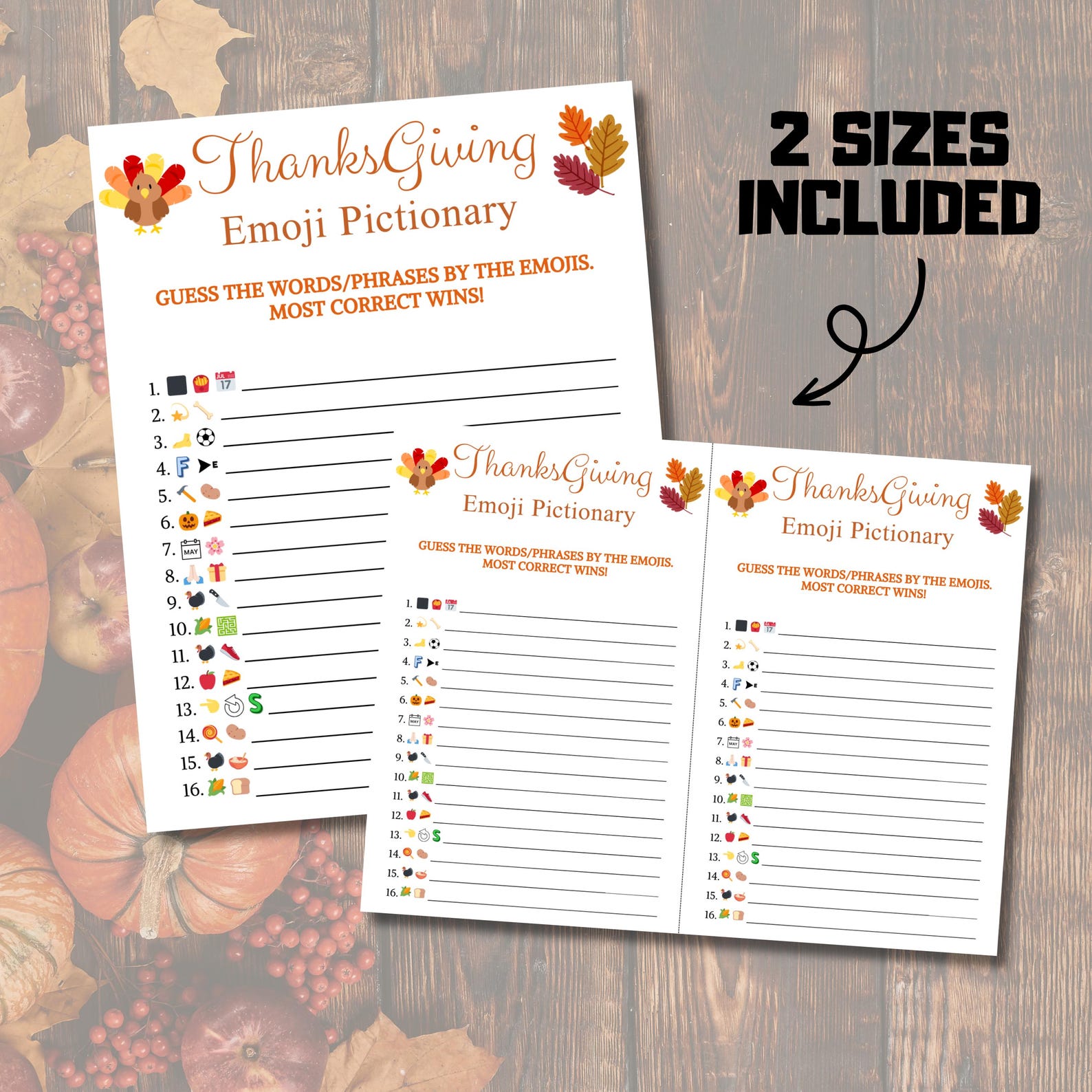 Thanksgiving Emoji Pictionary Game | Friendsgiving Emoji Game ...